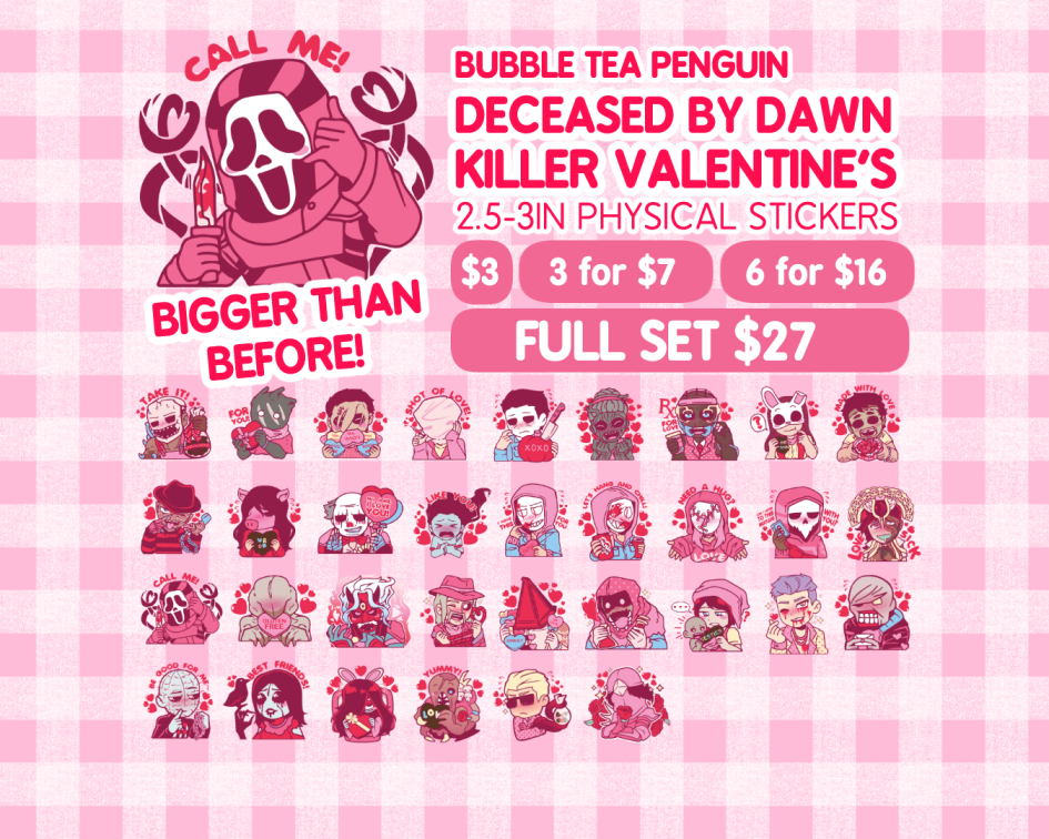 [CLEARANCE] DBD VDAY 2.5IN STICKERS: KILLERS – Boba Penguin Shop